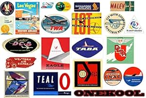 Vintage Airline Luggage Stickers- Retro Pack of 19 Suitcase Travel ...