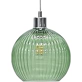 HARPER LIVING Green Glass Lampshade, Pendant Lighting Easy Fit Shade ...