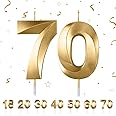 70th Birthday Number Candles - 3D Gold Number 70 Candle for Party Cake ...