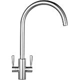 Franke Ascona Swan Neck Mono Mixer Twin Lever Silk Steel Kitchen Tap ...