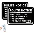 Pack of 2 Polite Notice No Cold Callers 15x10cm/5.9x3.9inches Metal ...