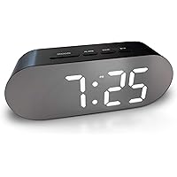 Digital Alarm Clock - Mains Powered, Big Digit Mirror Display, No ...