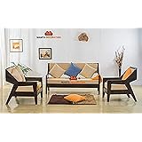 Mamta Decoration Solid Sheesham Wood Sofa Sets for Living Room 3+2+1 Walnut (Dark Brown): Amazon ...
