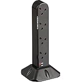 Duronic ST10B 10 Way Tower Extension Lead, 13A 3000W Surge & Spike ...