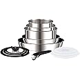 Tefal Ingenio Stainless Steel Pots & Pans Set, 13 Pieces, Stackable, Removable Handle, Space ...