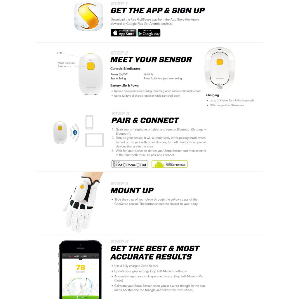Zepp GolfSense Sensor 3D Swing Analyzer for iOS and Android Devices ...