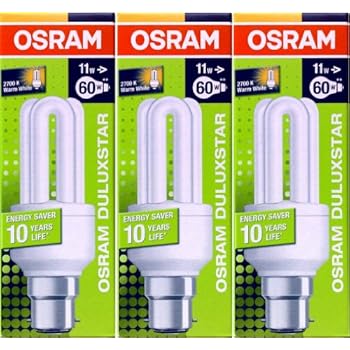 5 x OSRAM DULUXSTAR LUMILUX 11W (=51w-60W Equivalent) 827 BC B22 B22d CFL Energy Saving Light ...