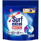 Surf Excel Matic 3 in 1 Smart Shots 17 pcs| Laundry Detergent Pods for ...