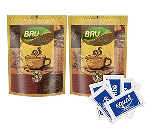 BRU Gold Instant Coffee 500g ( Pack of 2 ) + 25 Equal Sugar Free Sachet ...