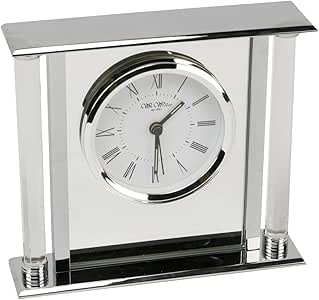 Chrome Silver Colour Modern Mantel Clock with Mirror Insert: Amazon.co ...