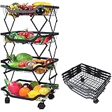 3 Tier Wooden Vegetable Rack Fruit Food Storage Rack on The Wheels ...