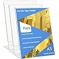 Grapelet 3 Pack Acrylic Sign Holder 5.8 x 8.3 Inches Slanted Back ...