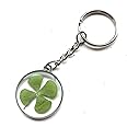 Good Luck Keyring with Real Pressed Four Leaf Clover. New home job ...
