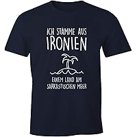 MoonWorks® Herren T-Shirt Ich stamme aus Ironien einem Land am sarkastischen Meer Fun-Shirt ...