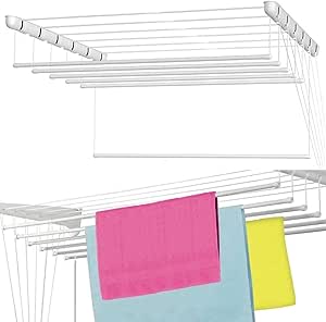 White Ceiling Dryer 7x140cm Pulley Airer Clothes Laundry 9.8m Drying ...