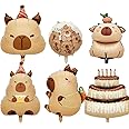 CHENGLI 6PCS Capybara Balloons - Brown Foil Balloon Set - Animal ...