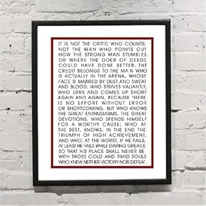 It Is Not the Critic Who Counts Poster Print wall saying vinyl ...