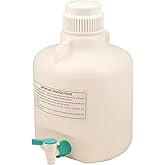 Carboy Bottle with Stopcock, 10 Liter Capacity, White Premium Polypropylene with 2 Handles ...