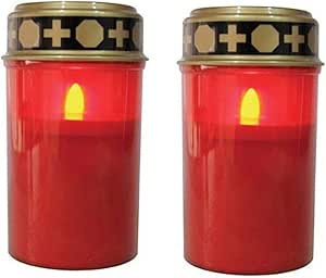 LED Grave Candle Eternal Light 2-Piece Set with Batteries, flicker ...