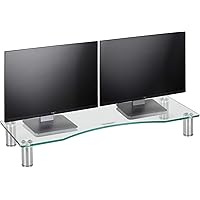 VonHaus Glass Monitor Stand for Desks, Height Adjustable Dual Monitor ...
