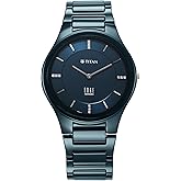 Titan Edge Ceramic Dress with Diamonds Quartz Analog Black Dial Ceramic ...