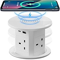 Pop Up Socket with 15W Wireless Charging - 4 AC Outlets, 1 USB Port, and 1 x 20W Type-C Port for ...
