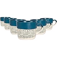 Nicola Spring 6X Grey 450ml Dipped Dash Stoneware Coffee Mugs - Large ...