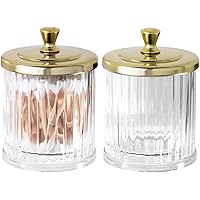 mDesign Set of 2 Cotton Pad Holder – Glass Jars with Lids for Cosmetic ...