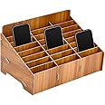 SPEACOUR Cell Phone Storage Box 24 Grids Wooden Storage Box Mobile ...