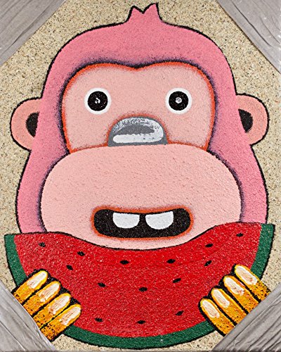 Buy Daun Bambu 100% Handmade Textured Oil Painting of Monkey Eating ...
