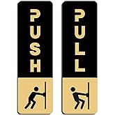 TOPTAG Push Pull Golden Black Glass Door Acrylic Signage Sticker, Self ...