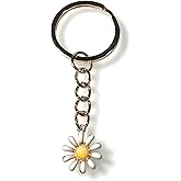FizzyButton Gifts Daisy Flower Keyring Key Ring with Enamel Charm and ...