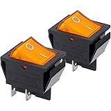 Heschen Rocker Switch ON-OFF DPST 4 Terminals 16A 250VAC Black 2Pack ...