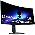 Alienware 34 Gaming Monitor - AW3425DW, WQHD (3440x1440), 21:9 1800R Curved, 240Hz, QD OLED, 0 ...