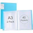 Srvnpioy A3 Display Book 40 Pockets, 2 Pack, 80 Sheet Capacity ...