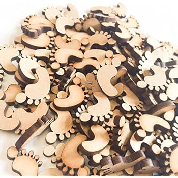 30x Wooden Baby Small Foot Craft Feet Shapes Blank Shape Art Decoration ...