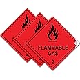 SAFESIGN (3 Pack) Flammable Gas Vinyl Sign Stickers 100 X 100mm ...