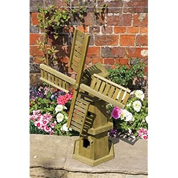 Traditional Windmill Solar Powered Wind Powered Garden Ornament LED ...