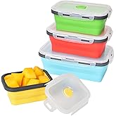 4 Pack Silicone Collapsible Food Storage Containers Set BPA Free ...