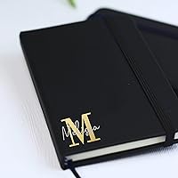 eBuyGB Personalised A4 Lined Hardback Notebook, Black Monogram Notebook ...