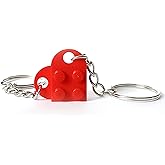 2 Pieces Heart Keyring Set Lego Heart Brick Couple Keychain ...
