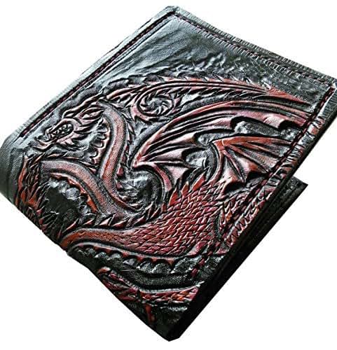 Black and red Dragon Leather Wallet: Amazon.co.uk: Handmade
