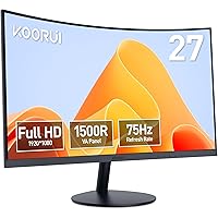 KOORUI 27 Inch Curved Computer Monitor- Full HD 1080P 75Hz Gaming ...