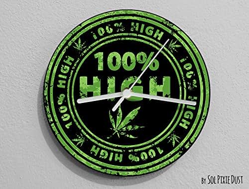 100% High Funny Marijuana Wall Clock: Amazon.co.uk: Handmade