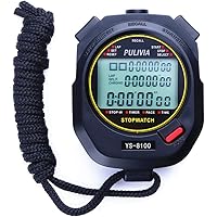 PULIVIA Stopwatch Sport Timer 100 Laps/Splits Digital Stopwatch with ...