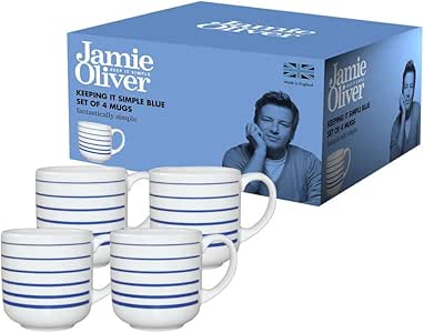 Jamie Oliver Keeping It Simple 4-Piece Mug Set, Blue: Amazon.co.uk ...