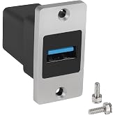 QIANRENON Dual USB 3.0 Panel Mount 90° Angle Adapter, 2 Female to 2 ...
