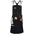 QeeLink Work Apron with 10 Tool Pockets, Woodworking Fireproof Canvas Apron for Carpenter ...