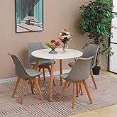 HomJoy Dining Table and 4 Chairs Set, Modern Design PU Seat Lounge ...