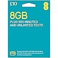 O2 SIM Card UK & EUROPE (ROAM FREE) PREPAID PAYG £10 Bundle -8GB ...